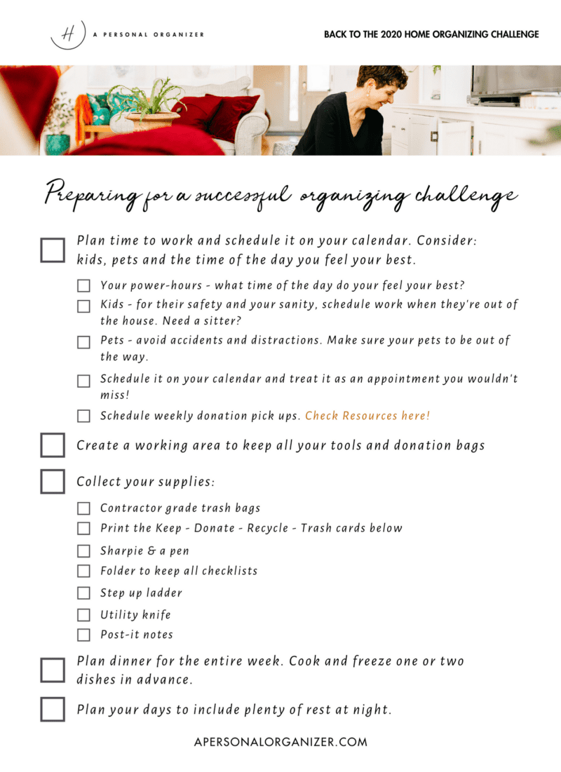 The Organizing Checklists - Home Organizing Challenge