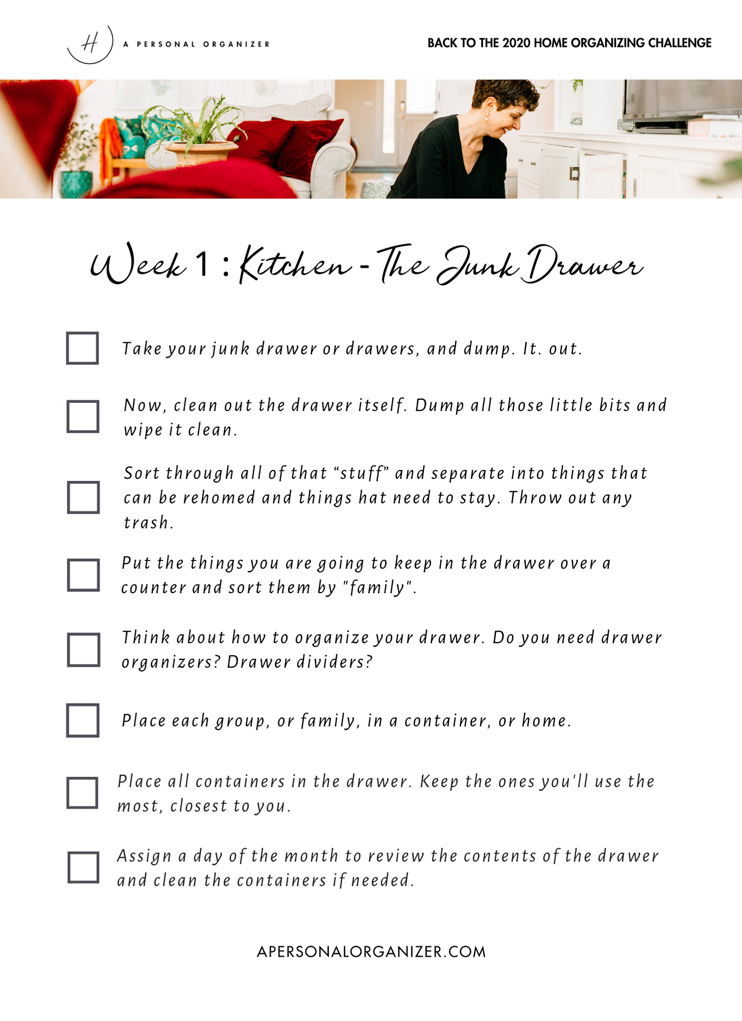 The Organizing Checklists - Home Organizing Challenge